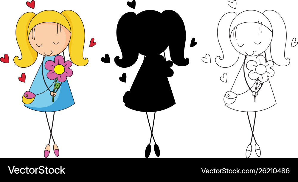 Different styles girl simple characters Royalty Free Vector