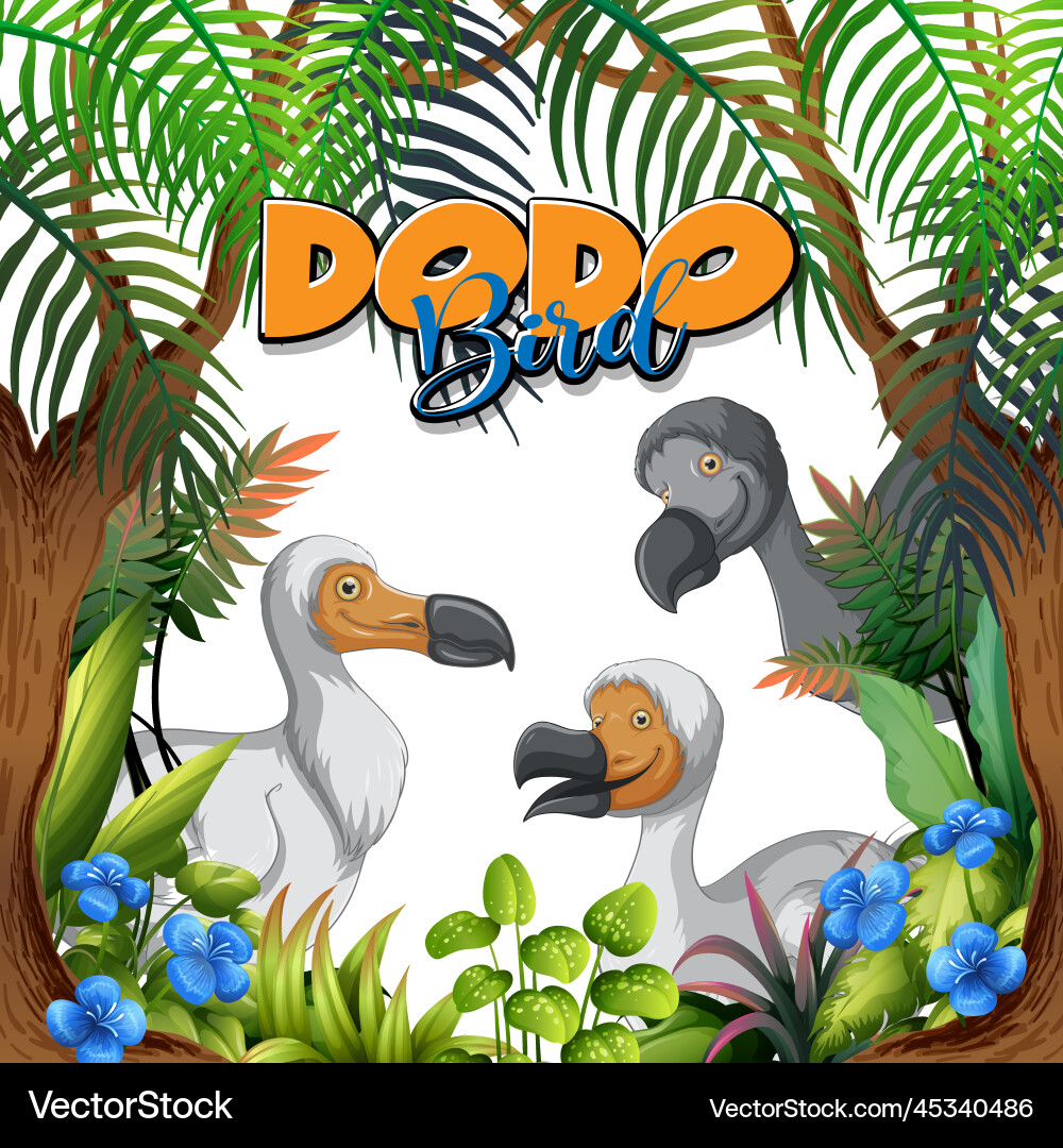 Dodo bird extinction animal cartoon character Vector Image