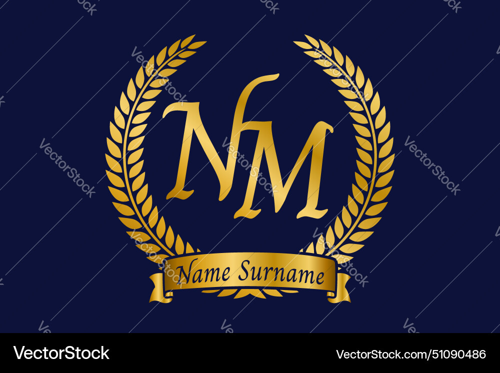 Initial letter n and m nm monogram logo design Vector Image