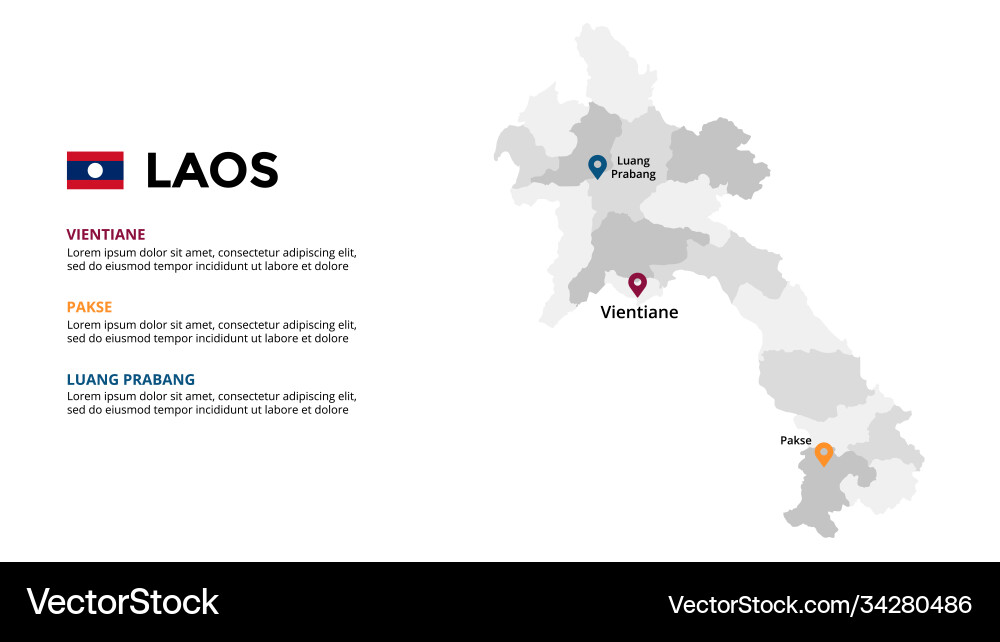 Laos Map Infographic Template Royalty Free Vector Image