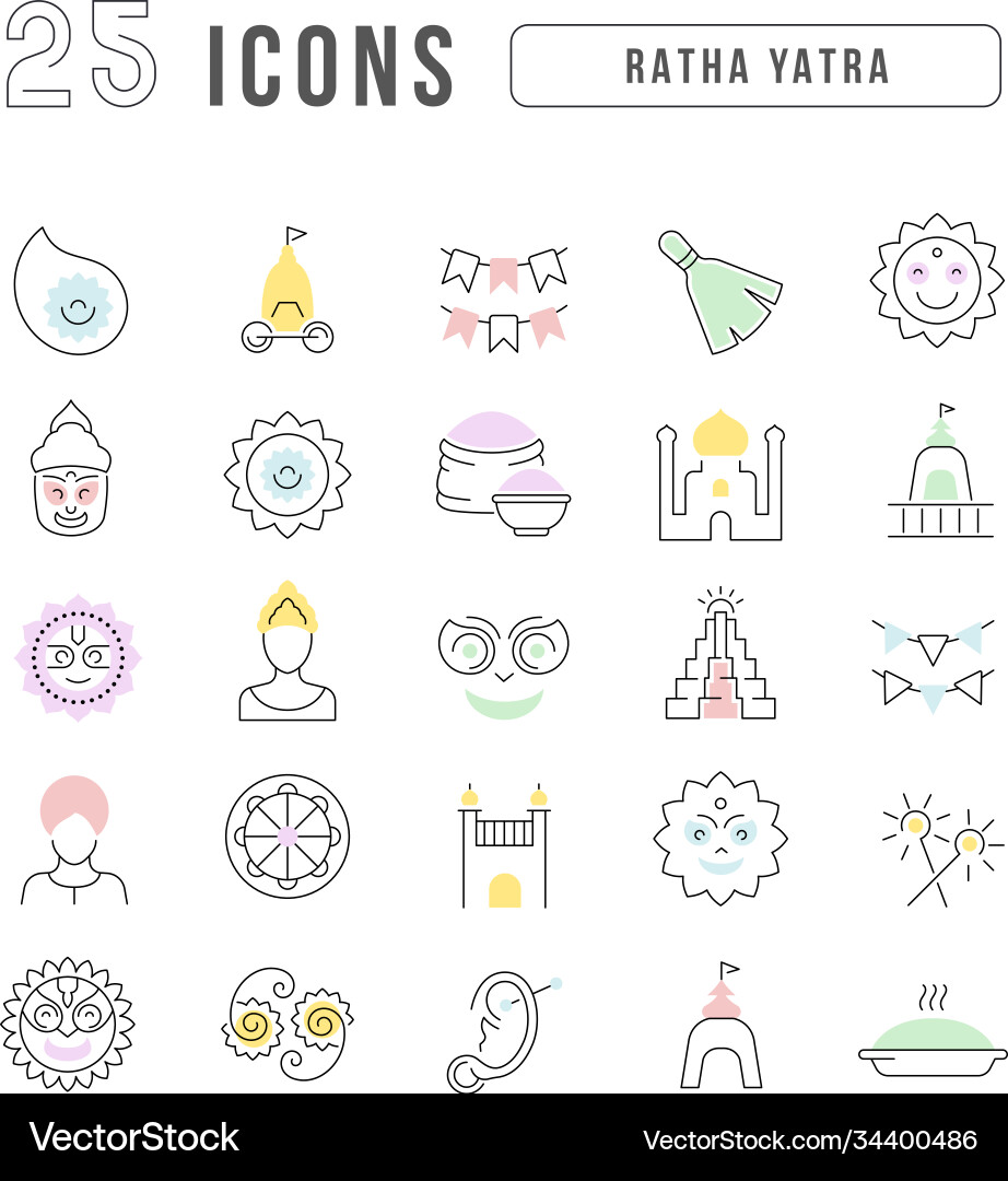 Line icons ratha yatra Royalty Free Vector Image