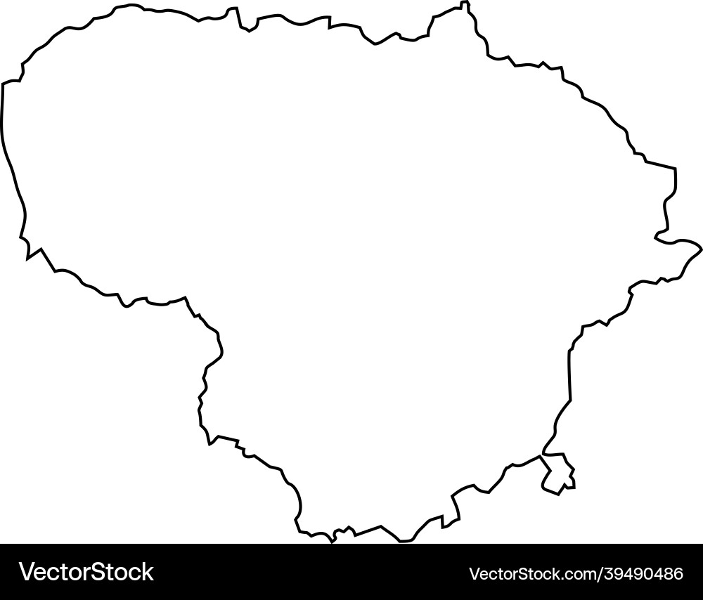 Outline of the map lithuania Royalty Free Vector Image