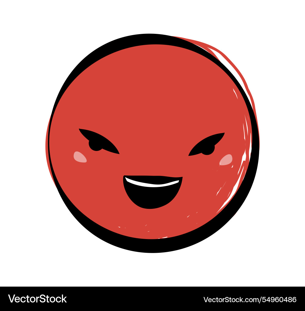 Smiling red emoji face Royalty Free Vector Image