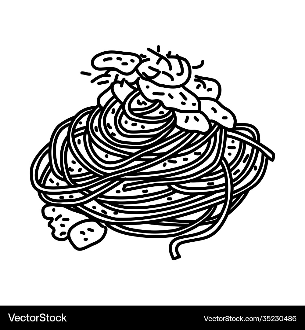 Spaghetti carbonara icon doodle hand drawn Vector Image