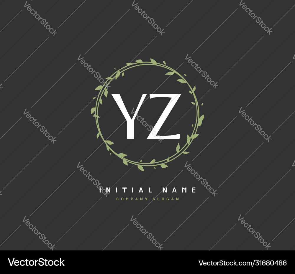 Y z yz beauty initial logo handwriting Royalty Free Vector