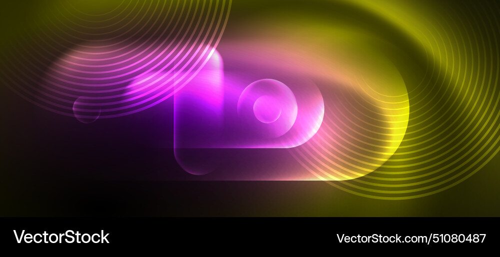 A glowing neon swirl on a dark background Vector Image