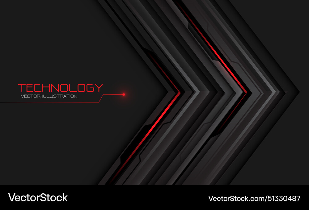Abstract black metallic circuit red cyber arrow Vector Image