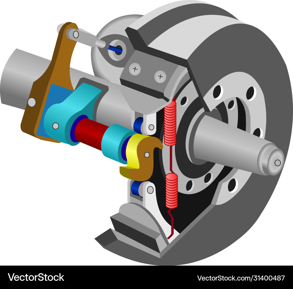 Car brake assembly isolated on white ba Royalty Free Vector