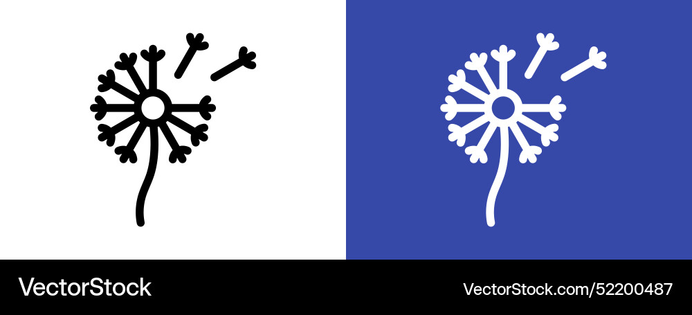 Dandelion icon logo sign set outline Royalty Free Vector