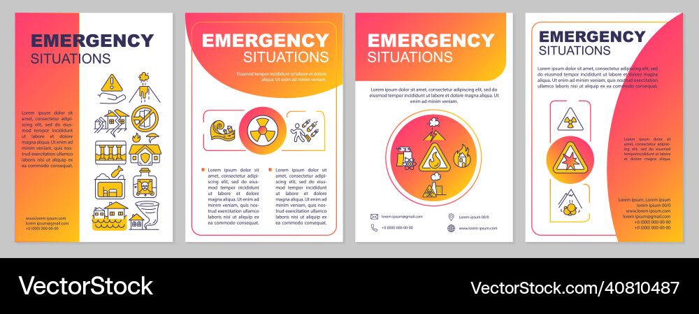 Emergency situations red brochure template Vector Image