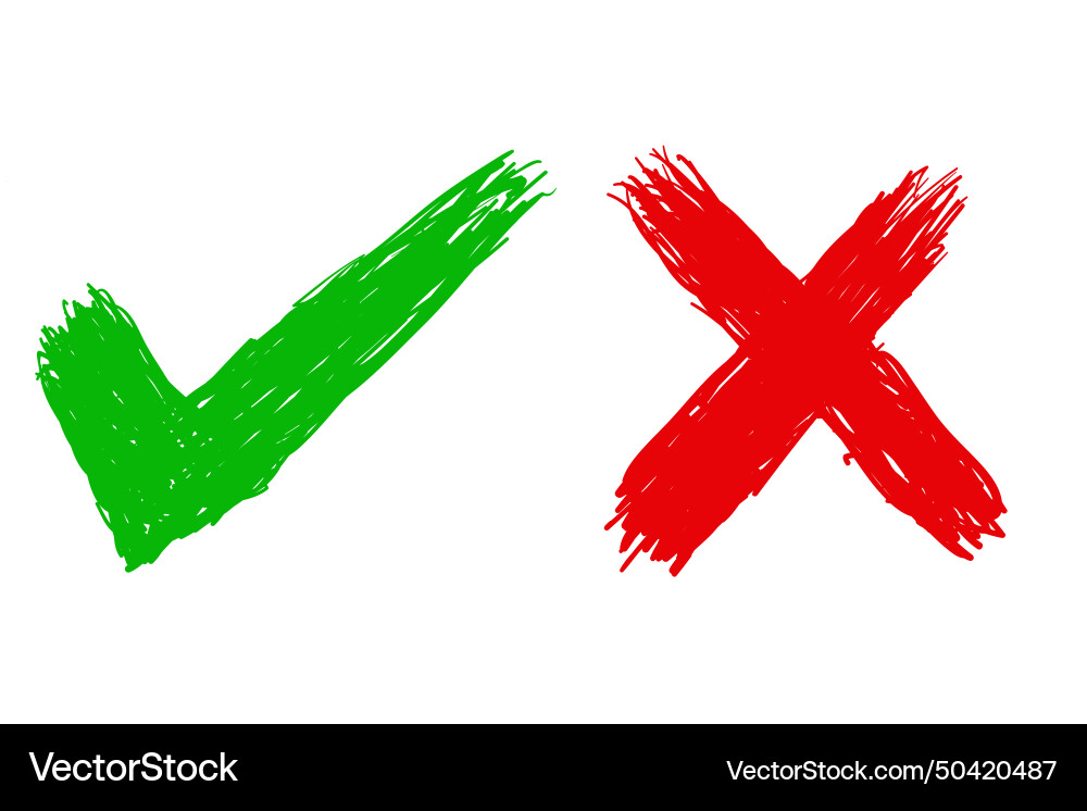 Hand drawn arrows green check mark Royalty Free Vector Image