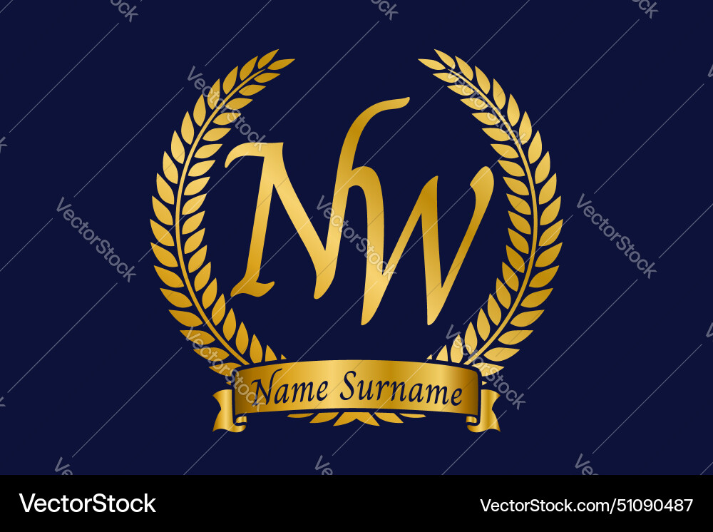 Initial letter n and w nw monogram logo design Vector Image