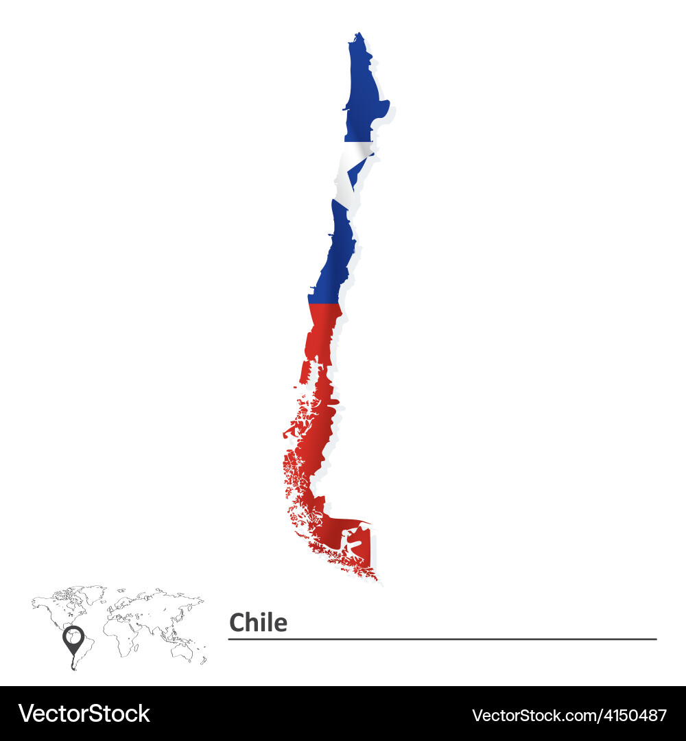 Map of chile with flag Royalty Free Vector Image