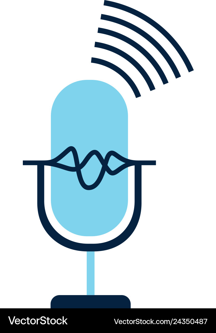 Microphone with sound wave isolated icon Vector Image