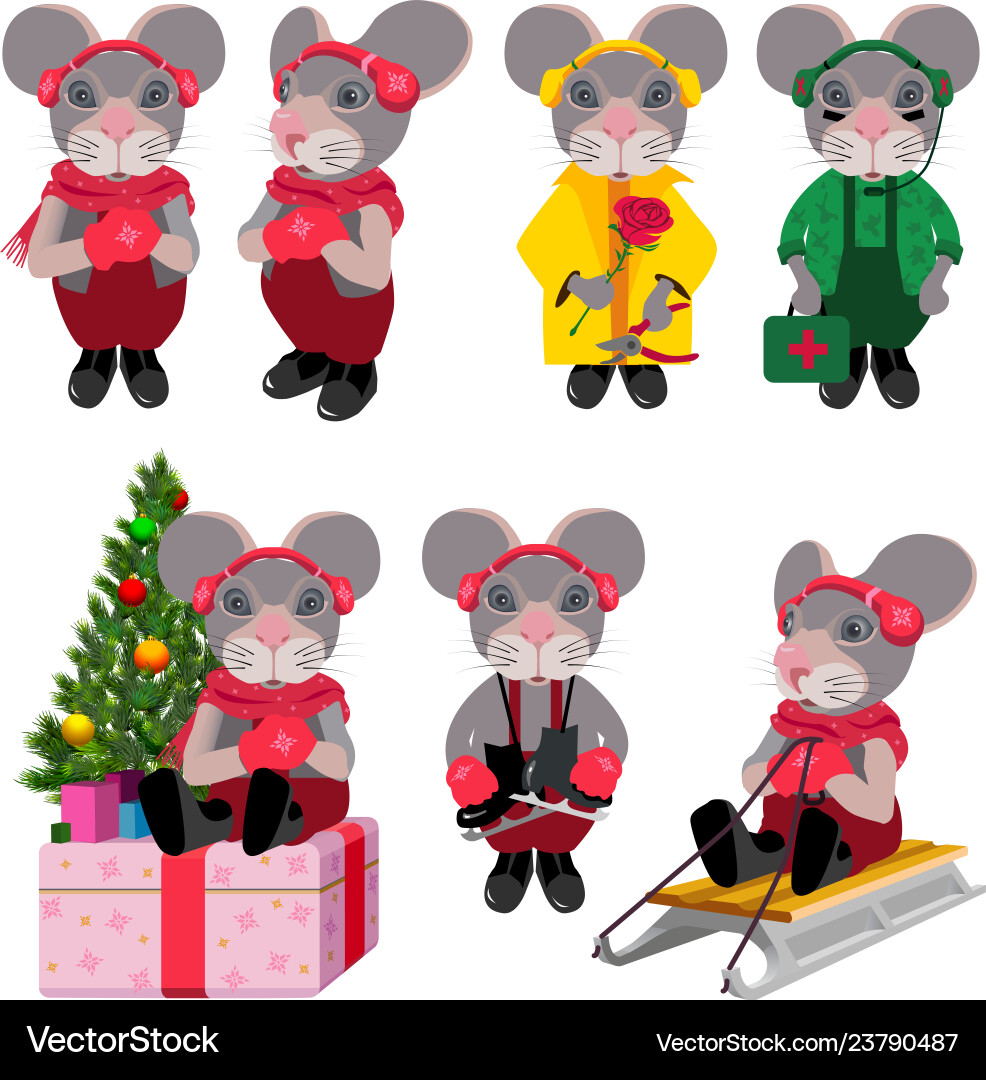Mouse in winter Royalty Free Vector Image - VectorStock