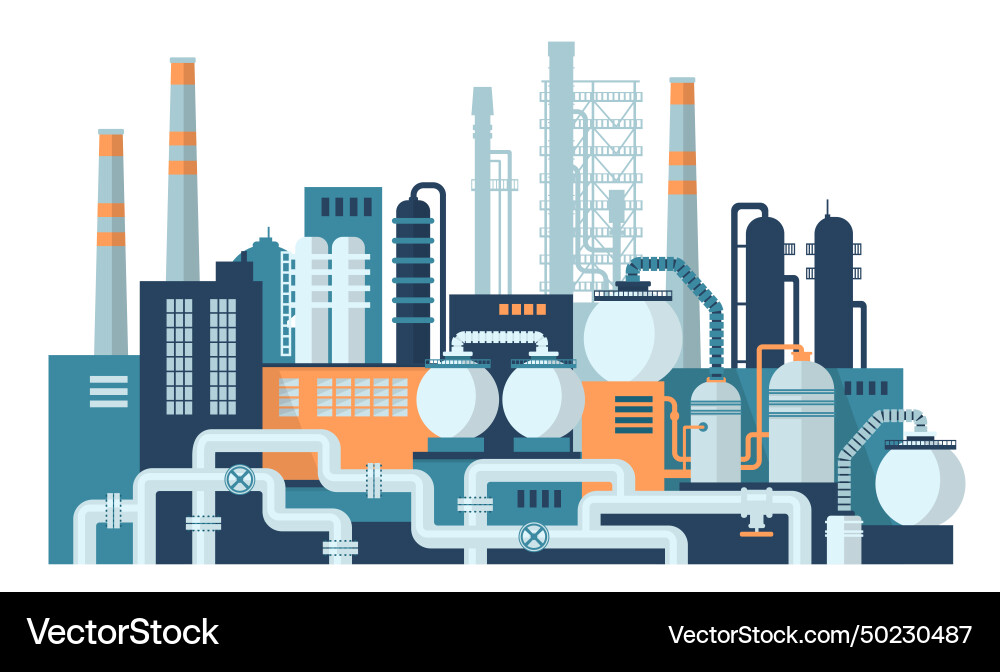 Oil gas industry refinery complex Royalty Free Vector Image