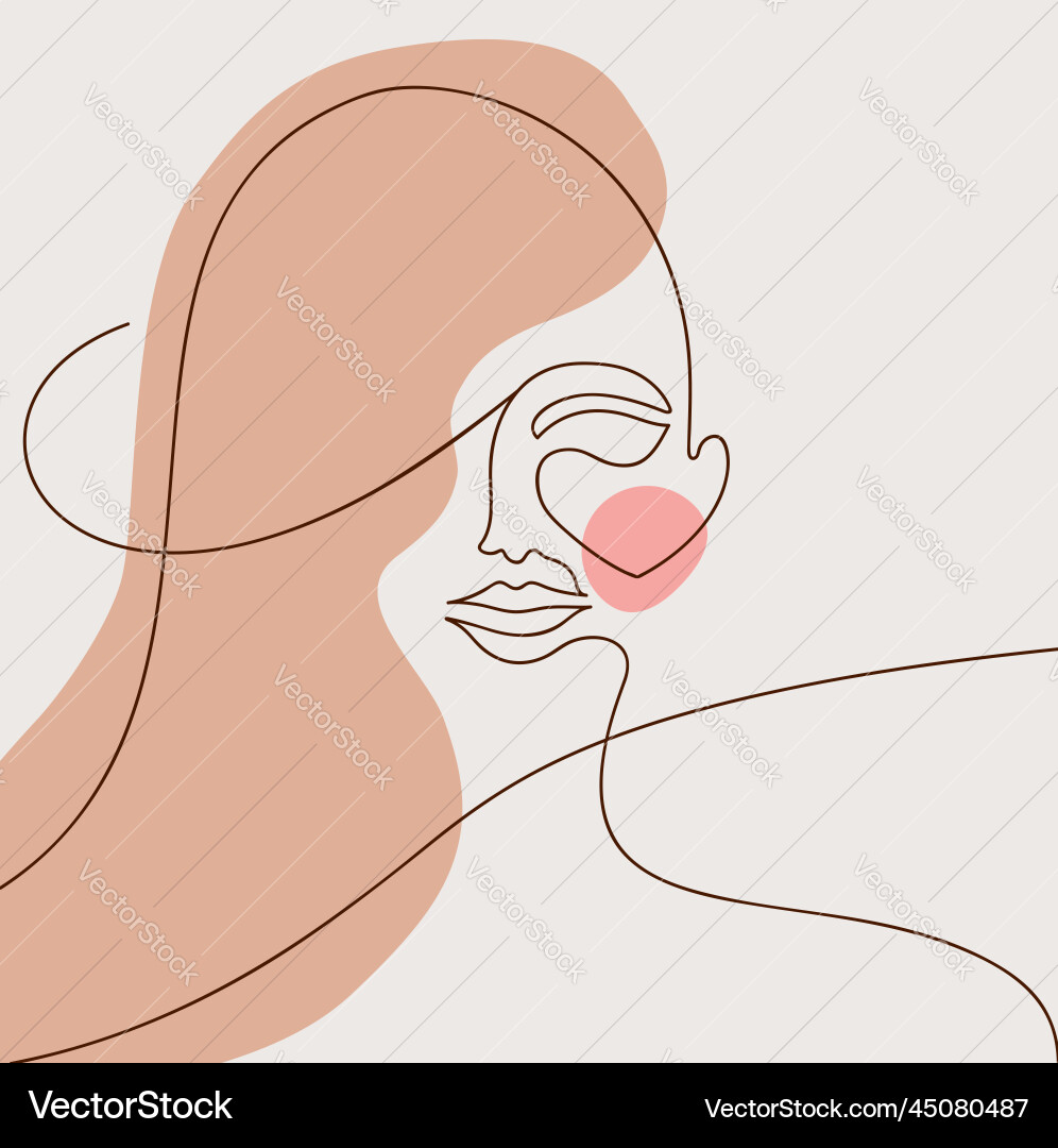 One line abstract girl face drawing minimalistic Vector Image