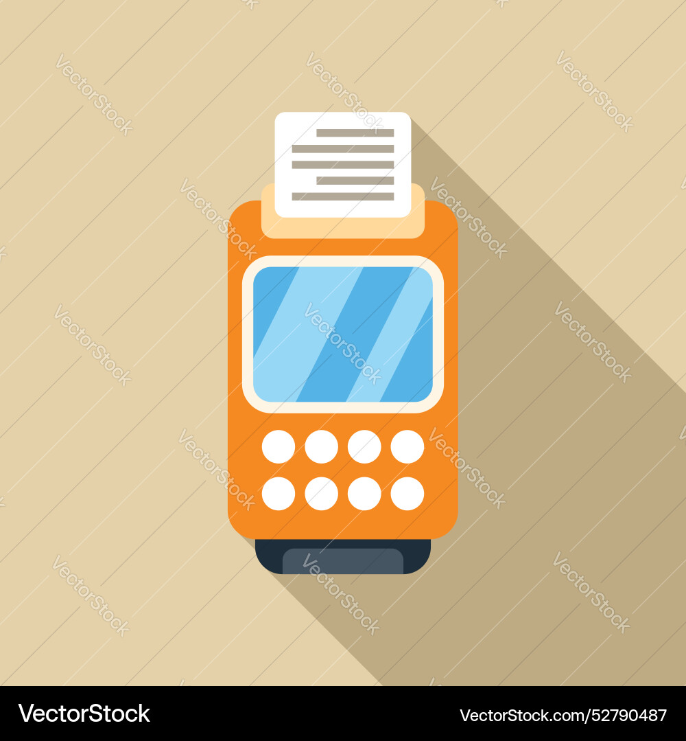 Orange pos terminal printing receipt modern Vector Image