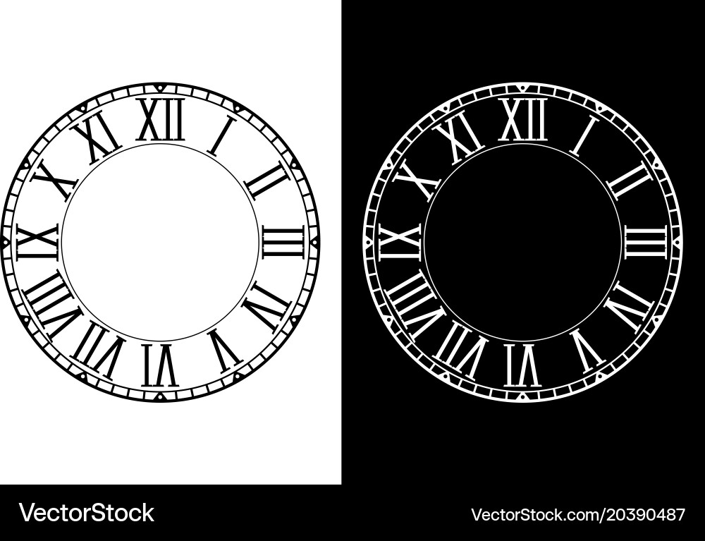 Retro clock face with roman numerals Royalty Free Vector