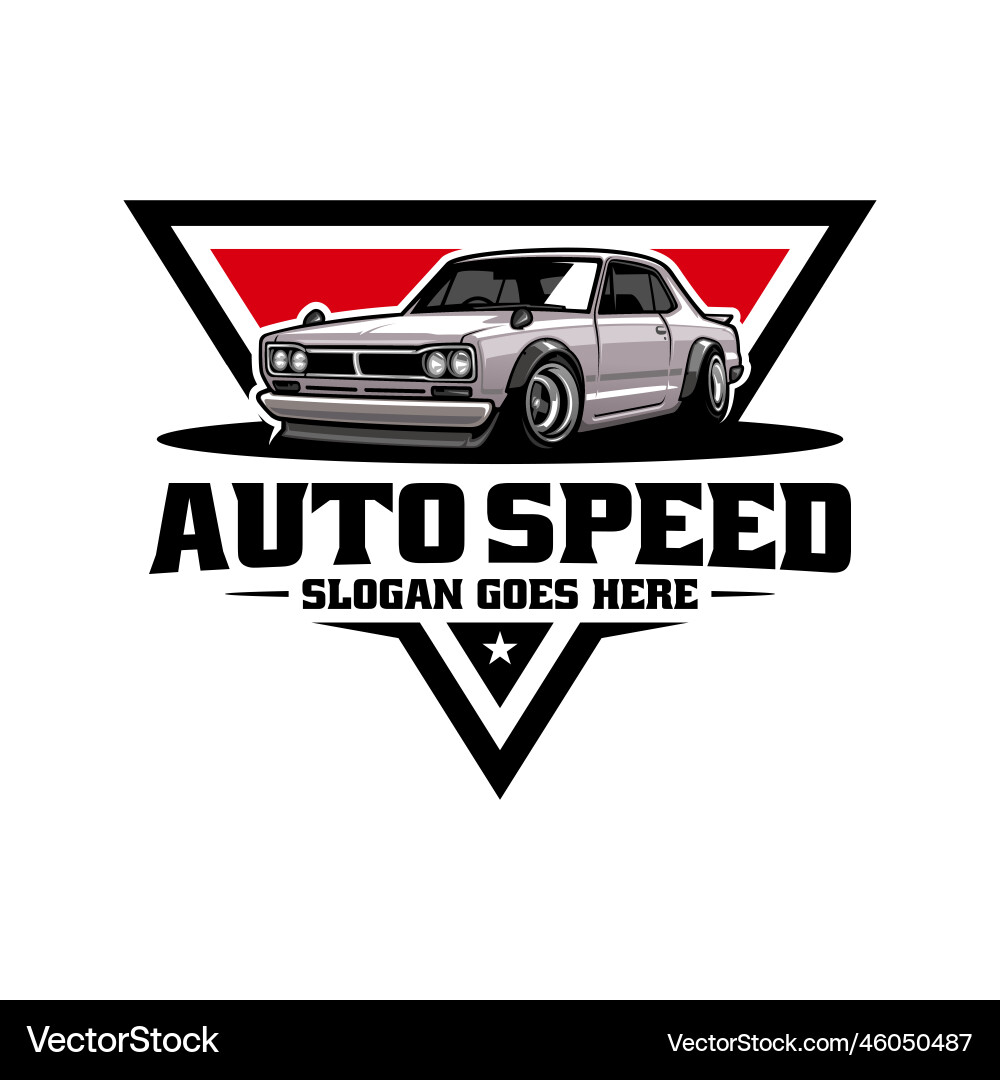 Retro racing car logo Royalty Free Vector Image