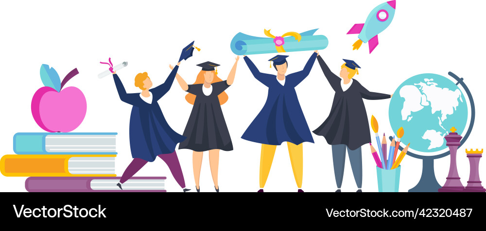 University graduates celebrate graduation Vector Image