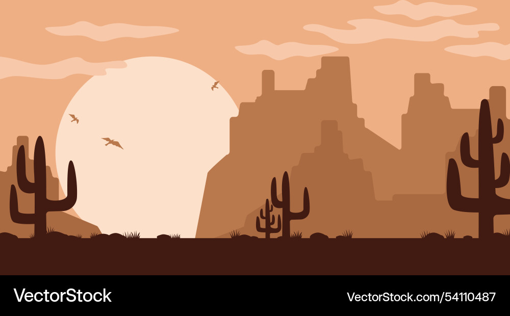 Wild western texas desert landscape sunset Vector Image
