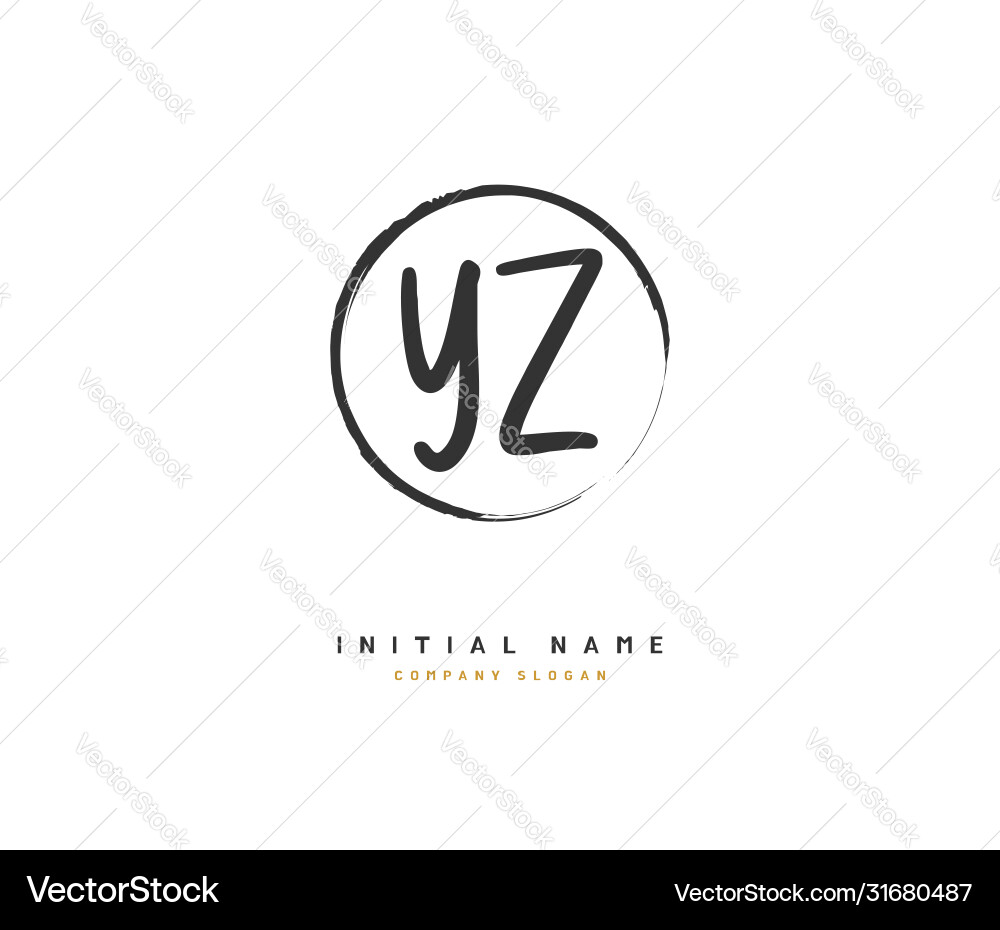 Y z yz beauty initial logo handwriting Royalty Free Vector