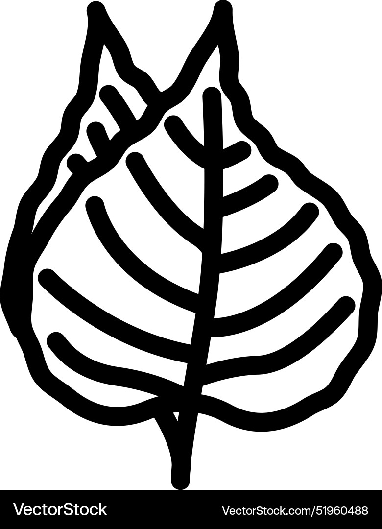 Bodhi leaf buddhism line icon Royalty Free Vector Image