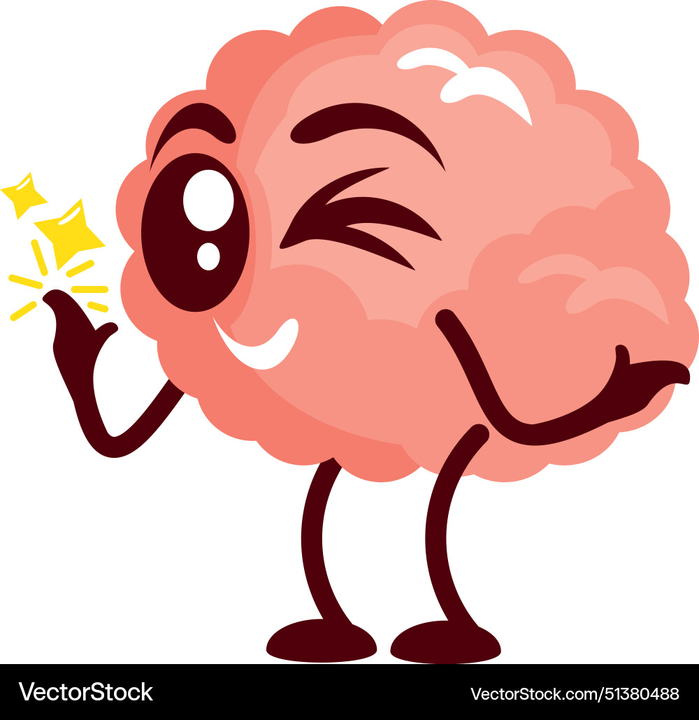 Cartoon winking brain Royalty Free Vector Image
