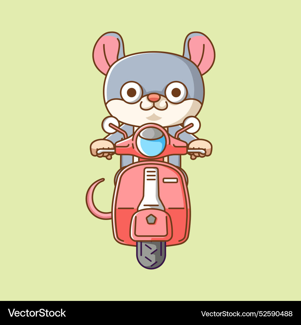 Cute mouse riding scooter animal kawaii chibi Vector Image