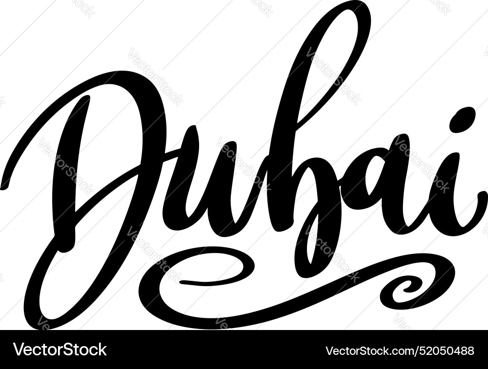 Dubai lettering phrase isolated on white Vector Image