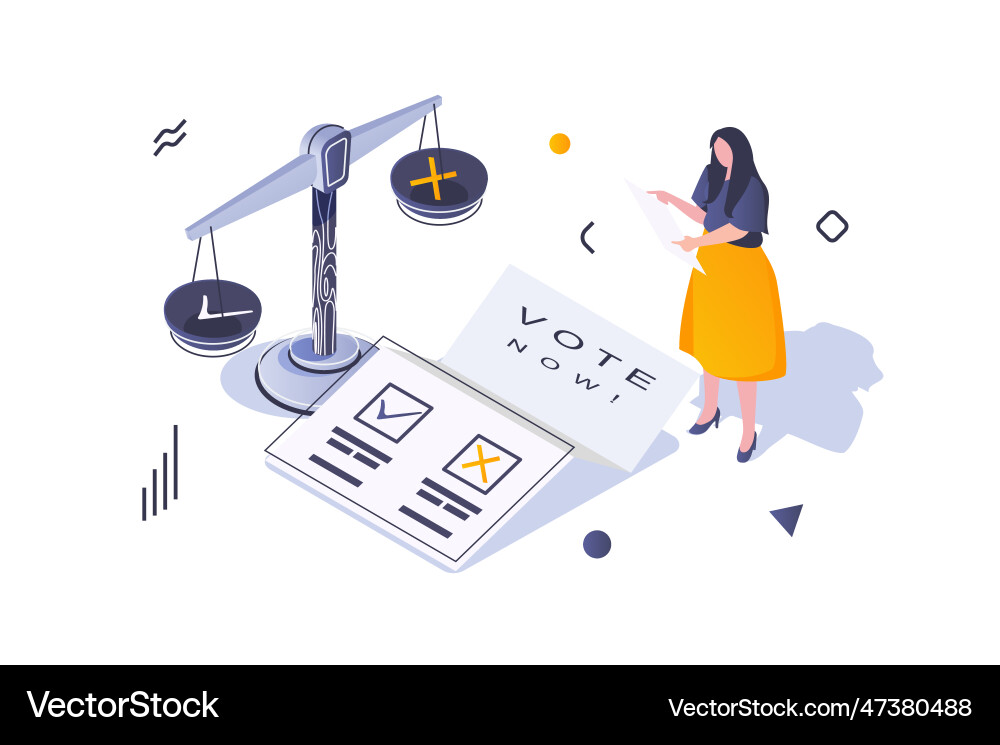 Election and voting concept in 3d isometric design