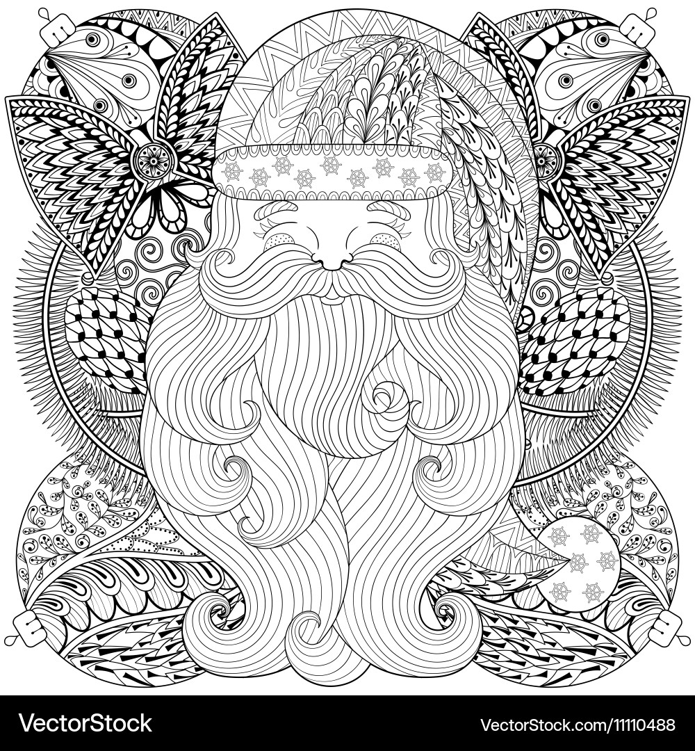 Fancy santa on christmas balls wreath in entangle Vector Image