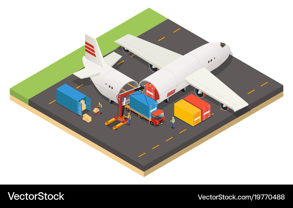 Isometric aircraft shipment process template Vector Image