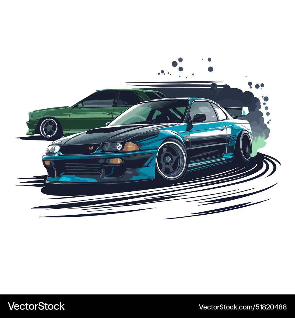 Jdm vintage car drifting Royalty Free Vector Image