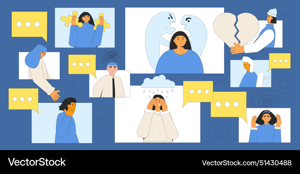 Neurodiversity concept mental disorder characters Vector Image