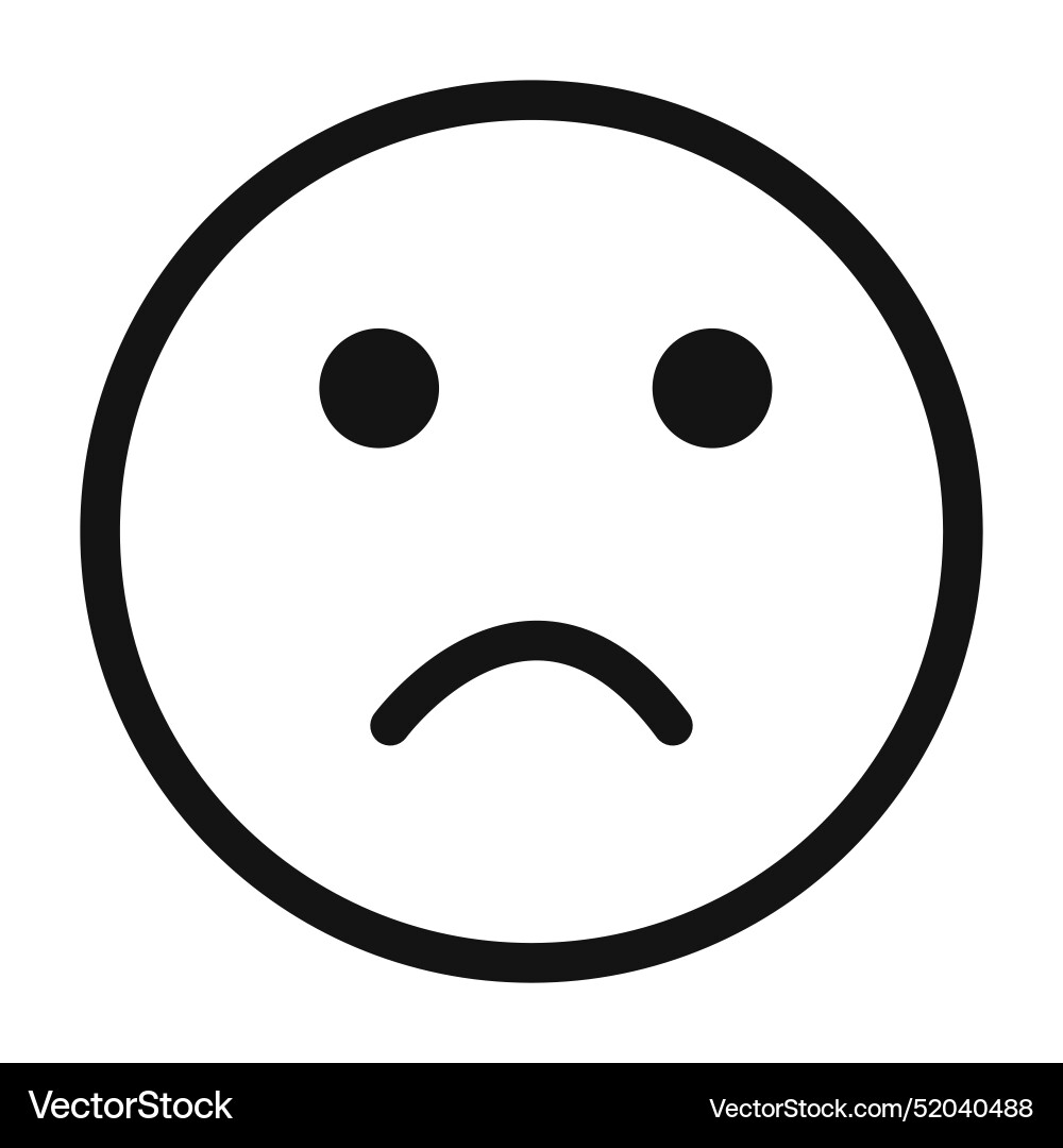 Sad icon black and white sign Royalty Free Vector Image