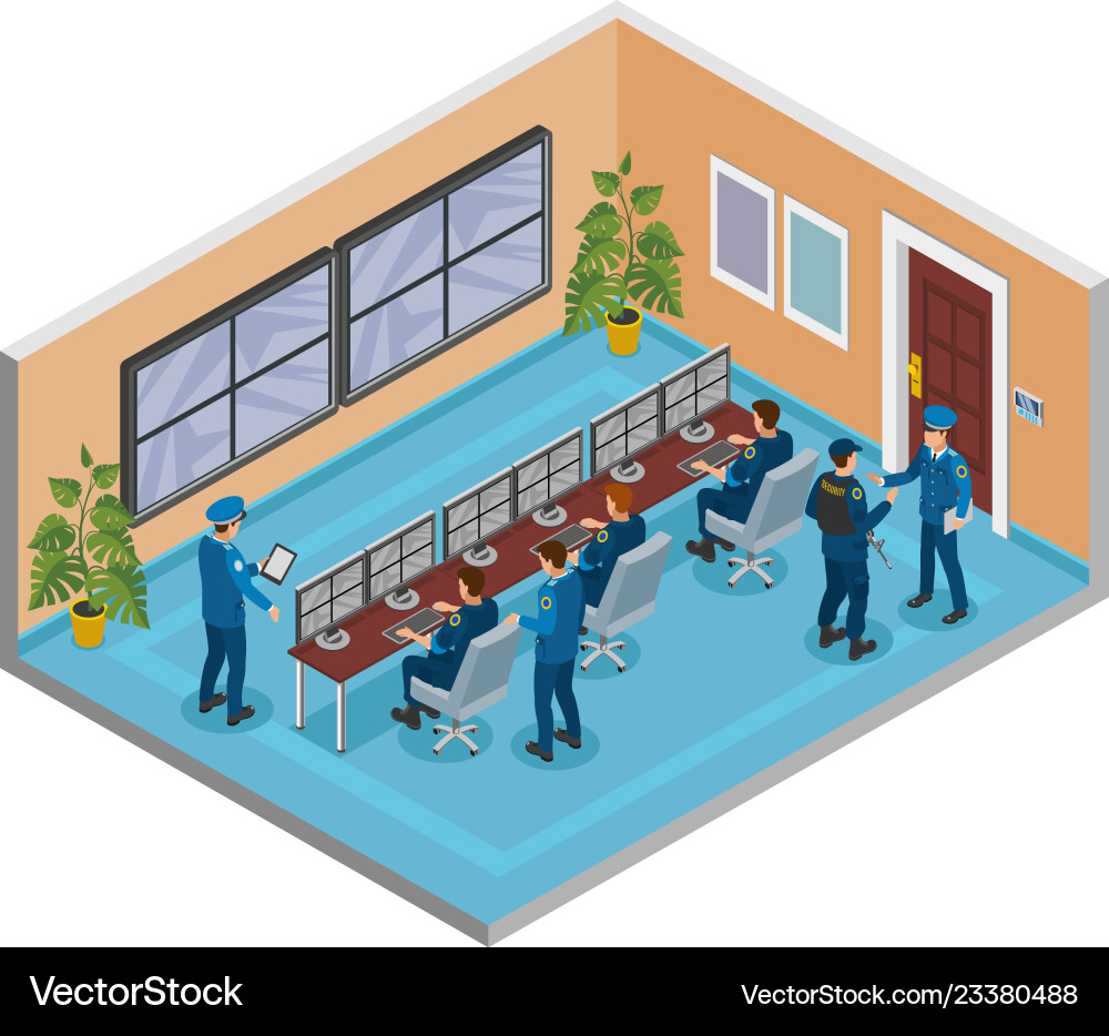 Security systems isometric composition Royalty Free Vector