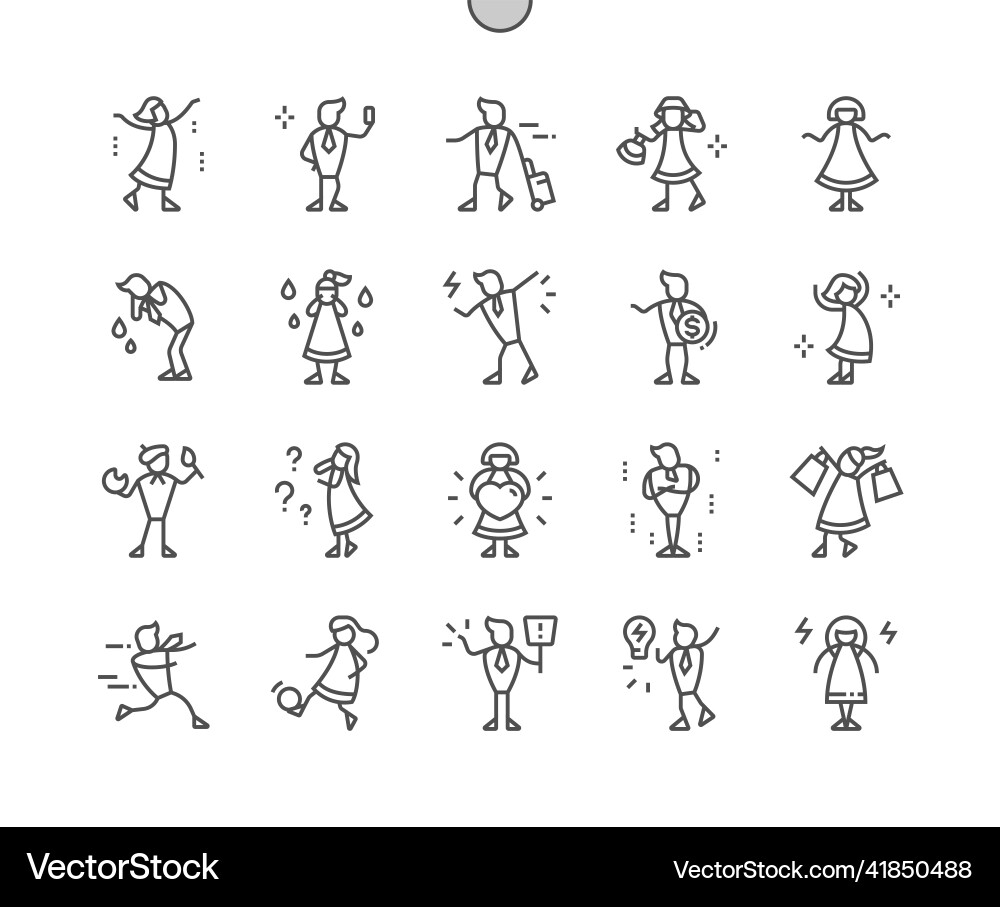 Stick people human action poses Royalty Free Vector Image
