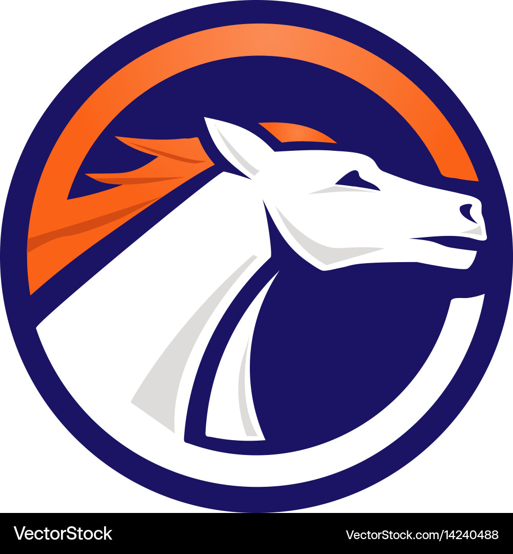 White horse logo circle Royalty Free Vector Image