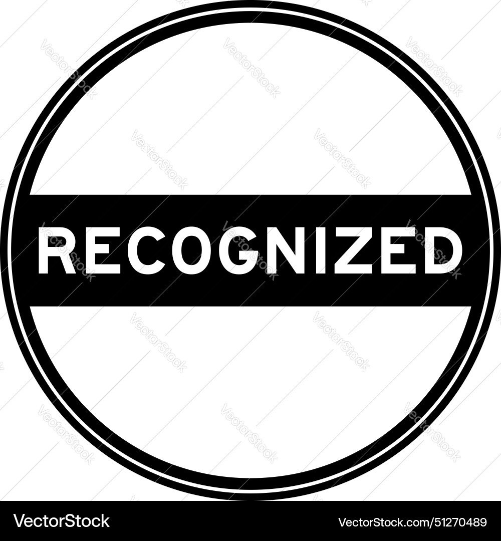 Black color round seal sticker in word recognized Vector Image