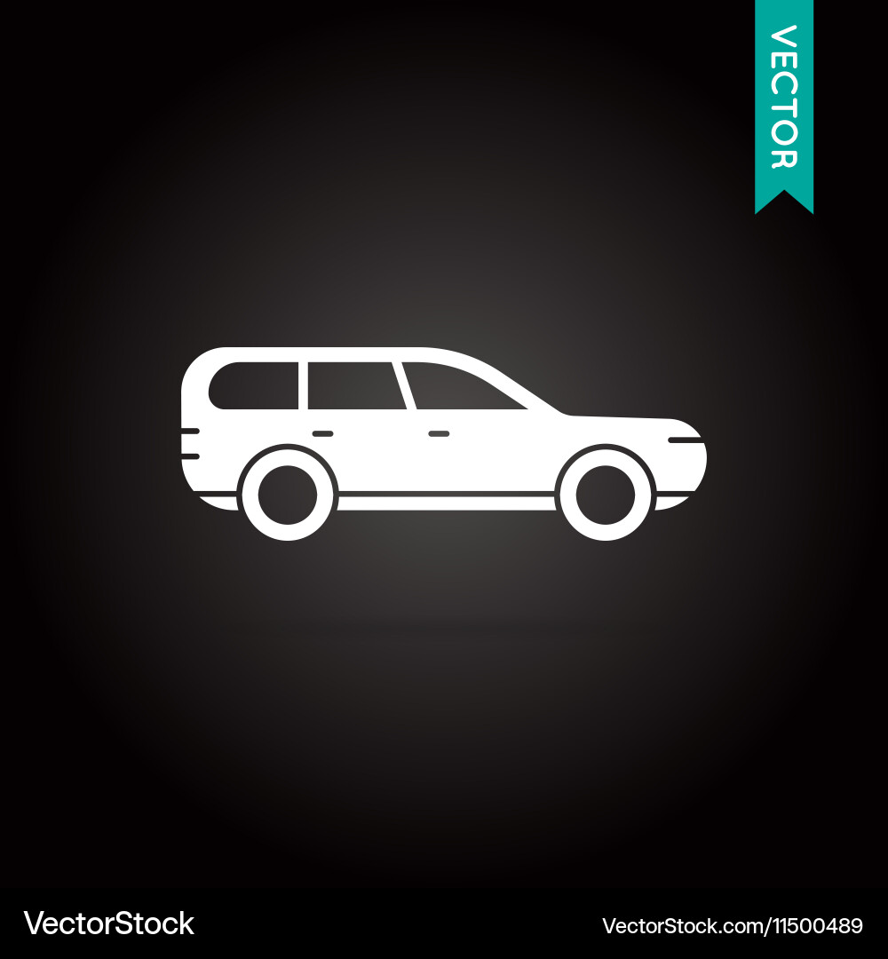 Car icon white on black Royalty Free Vector Image