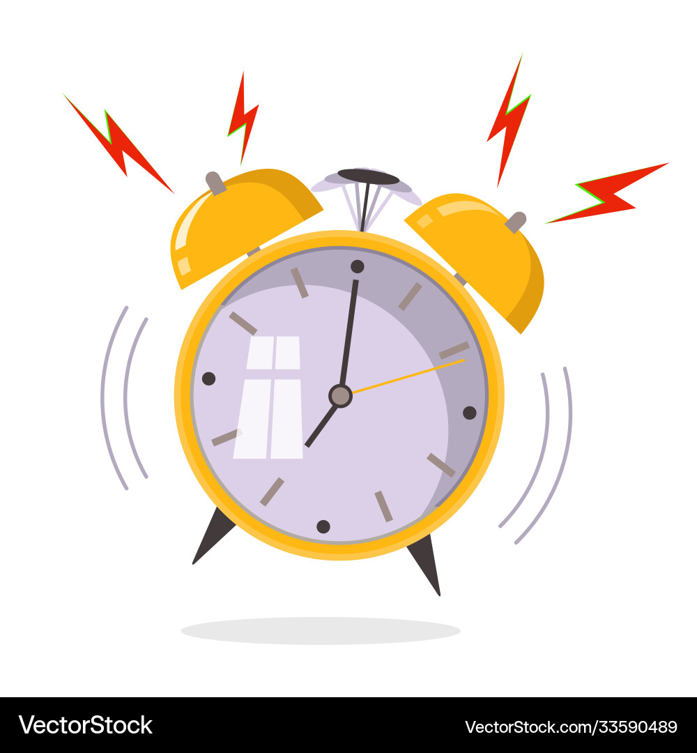 Cartoon alarm clock ringing wake up morning Vector Image