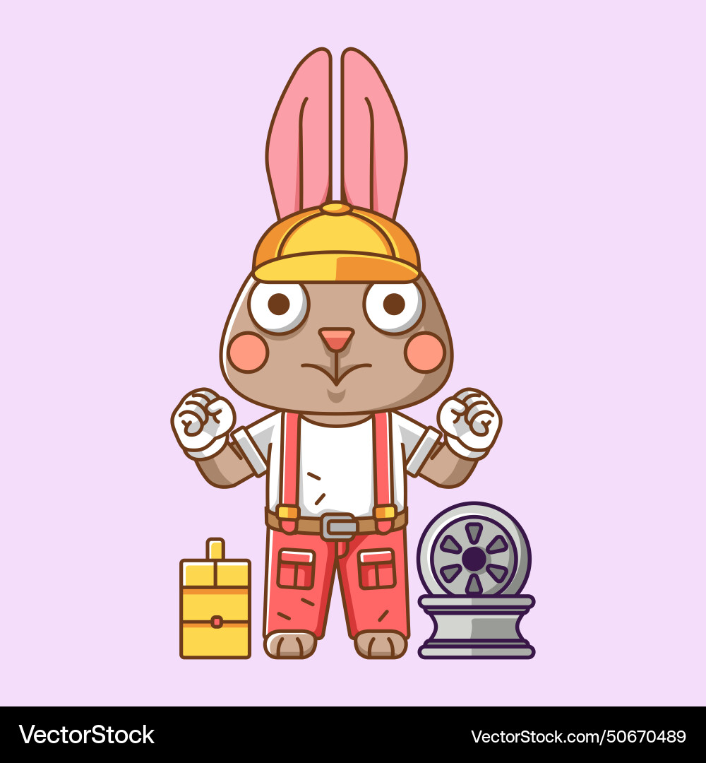 Cute rabbit mechanic with tool at workshop Vector Image