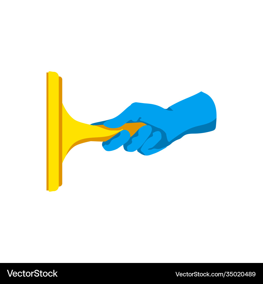 Hand holding squeegee Royalty Free Vector Image