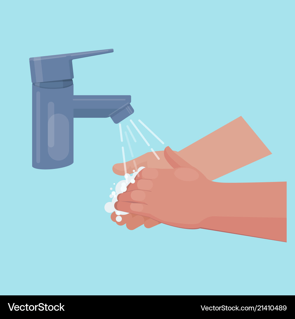 Handwashing with soap under the tap Royalty Free Vector