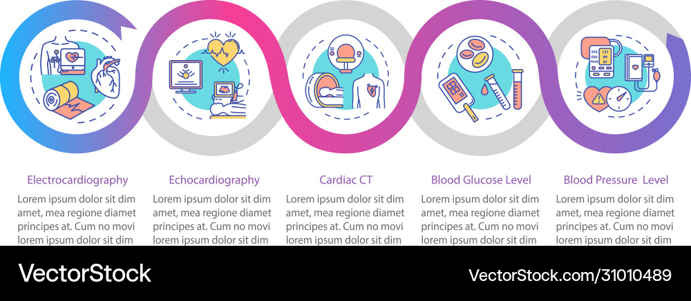 Heart screening infographic template Royalty Free Vector