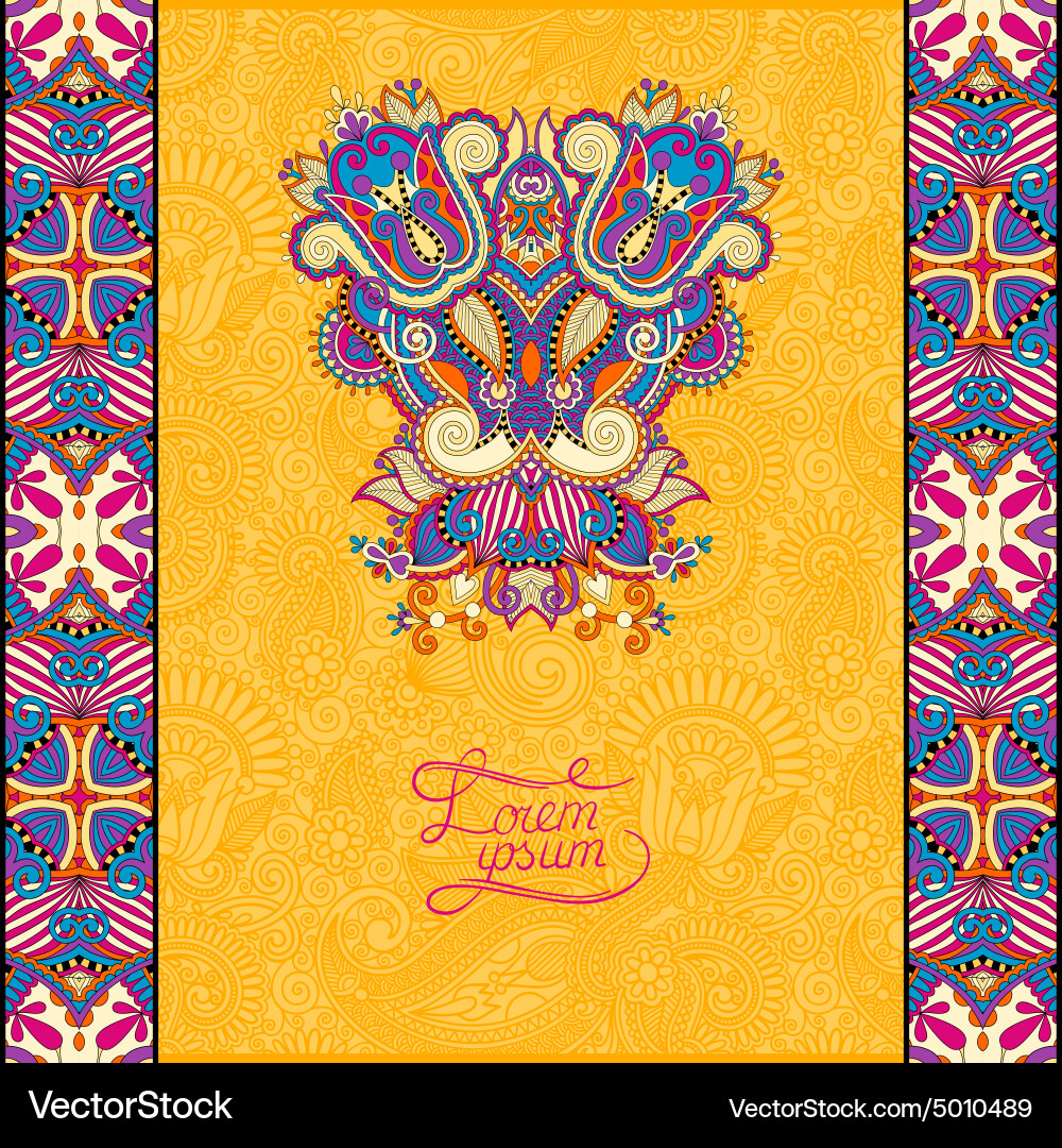 Invitation card with yellow ethnic background Vector Image