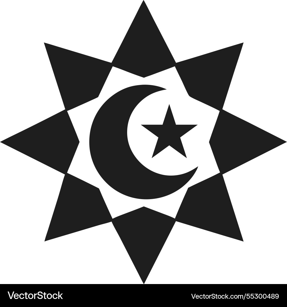 Islamic crescent moon and star with eight-pointed Vector Image