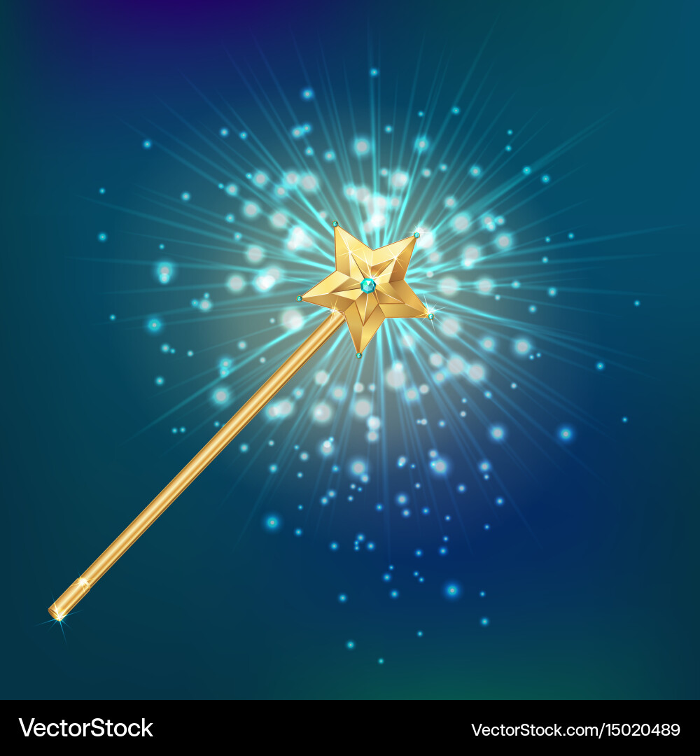 Magic wand realistic background Royalty Free Vector Image